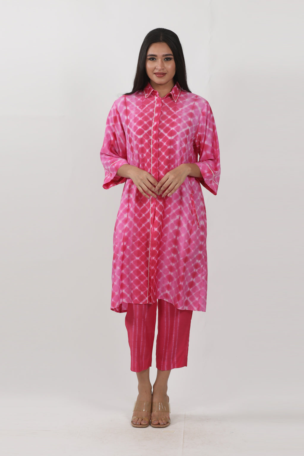 Red/Pink Tie-Dye Shirt Tunic Set – krishnamehtas