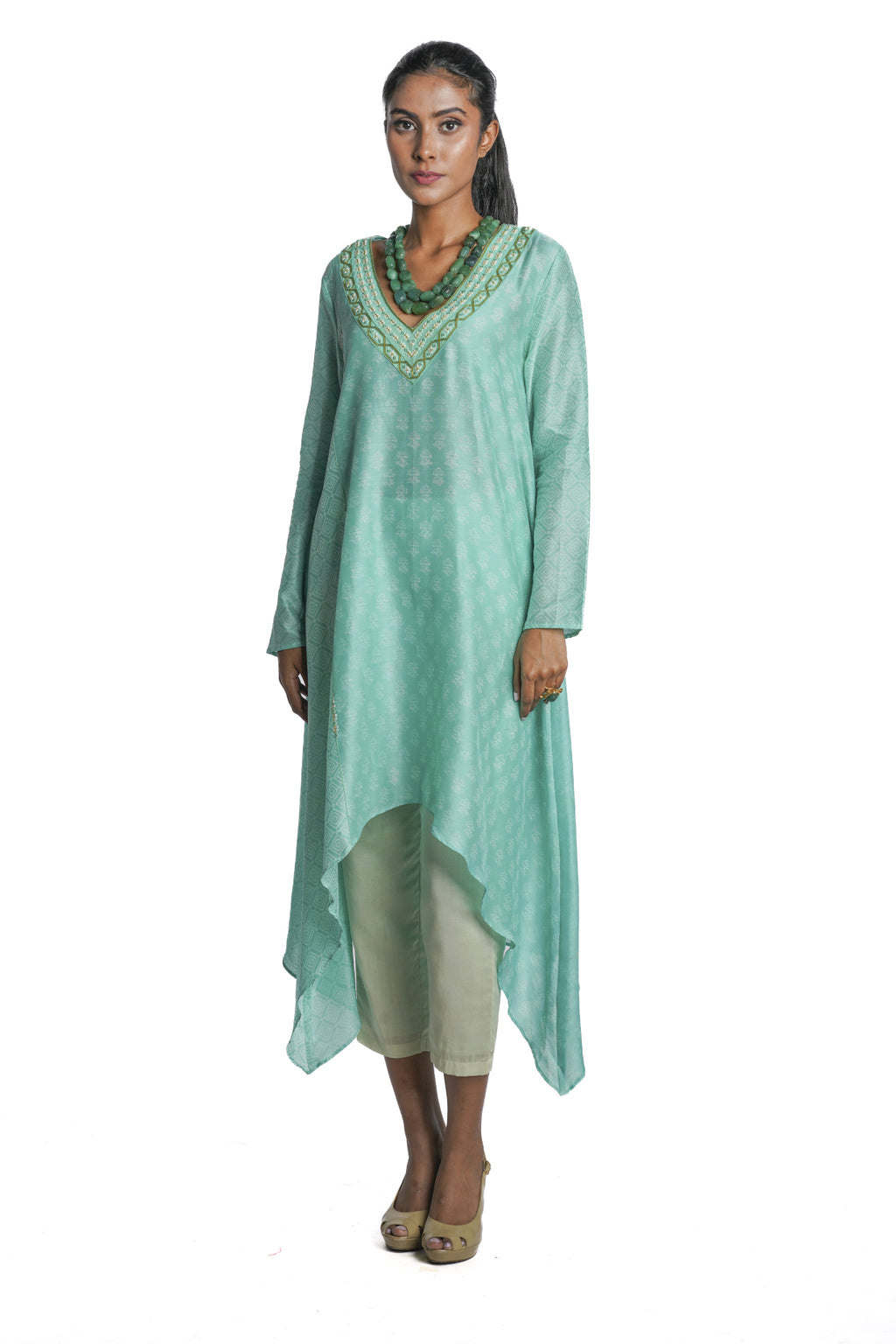 Light green Chanderi Tunic Set – krishnamehtas